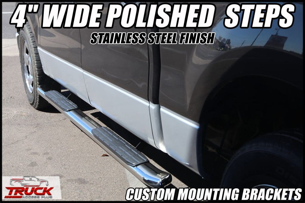 4″ Wide Polished S/S Steps: 1999-2016 Ford Super Duty Super Cab - Truck ...